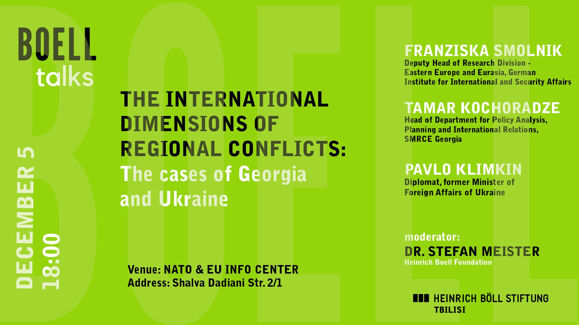 The International Dimensions of Regional Conflicts to Hold in Tbilisi ...